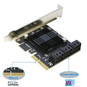 PCIe SATA Card [6 Ports], RIITOP PCIe x4 to 6 Port SATA 3.0 6Gbps Expansion Controller Adapter