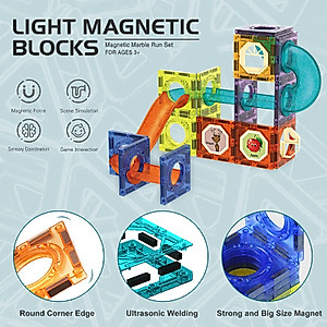 Hitish Magnetic Marble Run Set, 75 Pcs Magnetic Tiles 3D Building Blocks STEM Learning Toys, Magnetic Race Track Play Set Magnet Construction Toys for Boys Girls Ages 3+