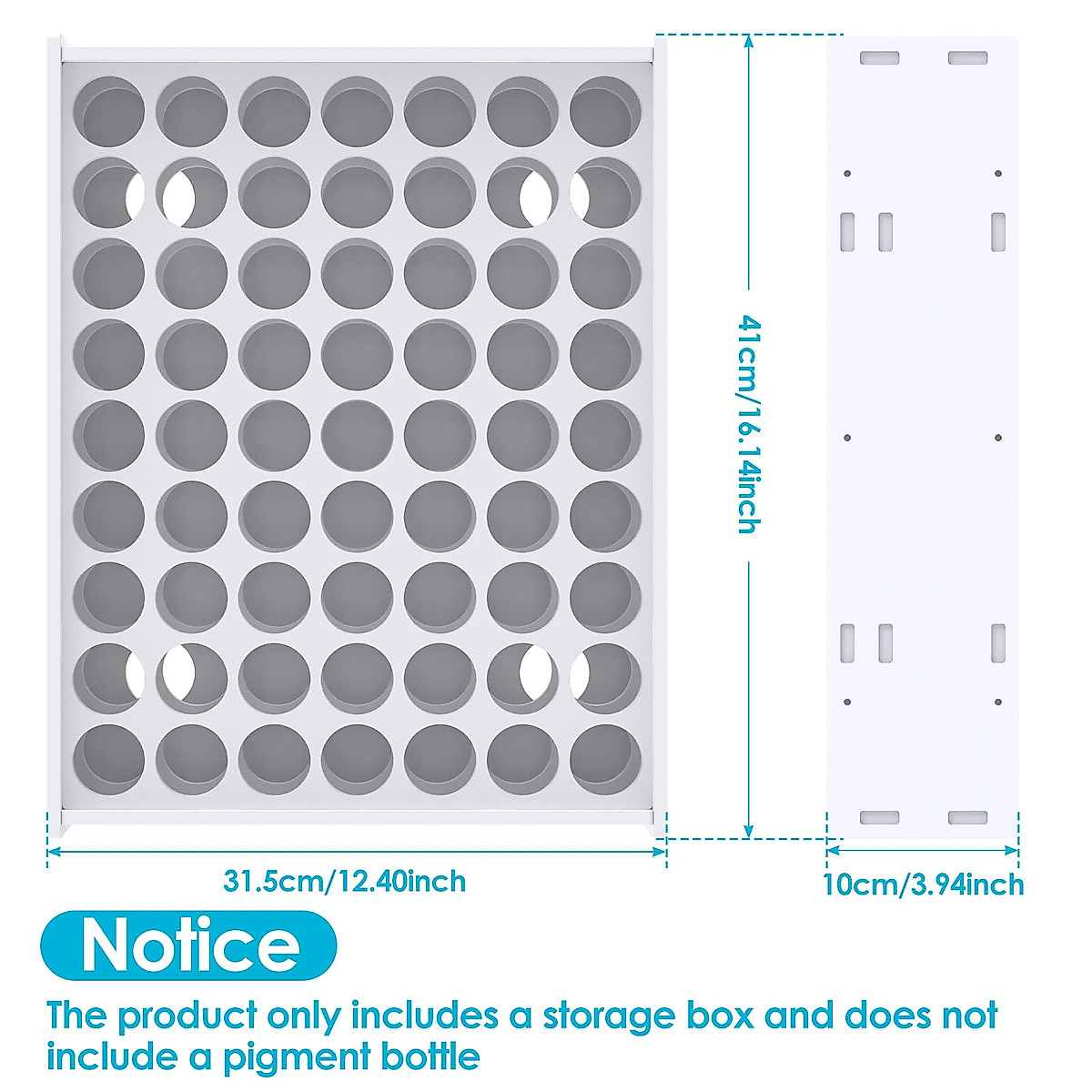 63 Holes Craft Paint Organizer Vertical Paint Rack Stand for 2oz Craft Paints Wall-Mounted Paint Holder Rack Paint Organizer Box Paint Bottle Organizer for Barrel Art Supplies