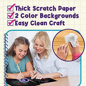 PURPLE LADYBUG 20 Pages Big Rainbow Scratch Paper Notepad for Kids - Ideal 4 5 6 7 8 9 10 11 12 Year Old Gift for Girls & Boys, Airplane Car Travel Activities for Kids Ages 4-8 & Up
