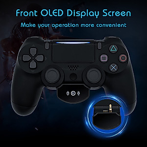 Mcbazel Back Button Attachment with OLED Display for PS4 Controller, Programmable Button Triggers with 3.5MM Audio Jack, Gaming Stuff Accessories for PS4 Controllers - Black