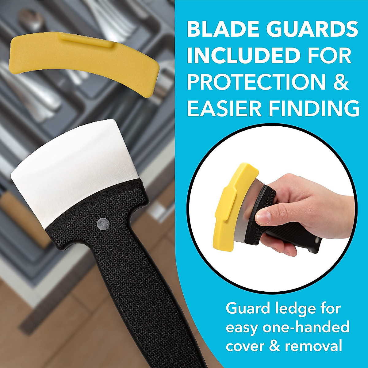 IMPRESA [2 Pack Rocker Knife for One H&ed Cutting - Extra Sharp Rocker Knife for Disabled - One H&ed Adaptive Equipment w/H&le Safety Ledge - Kitchen Utensils for H&icapped - One H&ed Gadgets