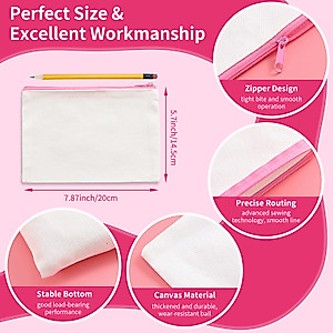 50Pcs Canvas Makeup Bags Bulk, 7.87 x 5.7 Inch Cotton Sublimation Blank DIY Heat Transfer Cosmetic Makeup Bag w/Colorful Zipper for Bridesmaid Makeup Bag Travel Toiletry Pouch Storage, Christmas Craft