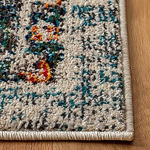 SAFAVIEH Madison Collection 8' x 10' Grey / Gold MAD473F Boho Chic Medallion Distressed Non-Shedding Living Room Bedroom Dining Home Office Area Rug