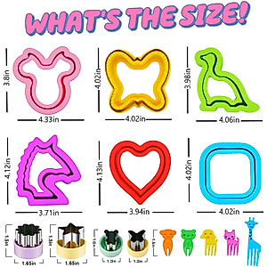 BANIC 24Pcs Sandwich Cutter and Sealer Set, Uncrustables Maker, Crustless Sandwich Cutter shapes Set Butterfly Unicorn Dino ect, Lunch & Bento Box Accessories,Bread Fruit Cookie Cutters for kids