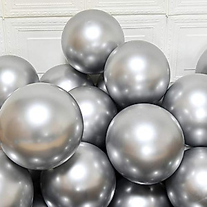 Silver Balloons Party Balloons 12inch 50pcs 3.2g Latex Metallic Balloons Chrome Balloons Birthday Balloons Shiny Balloon Party Decoration Wedding Birthday Baby Shower Christmas Party - Metallic Silver