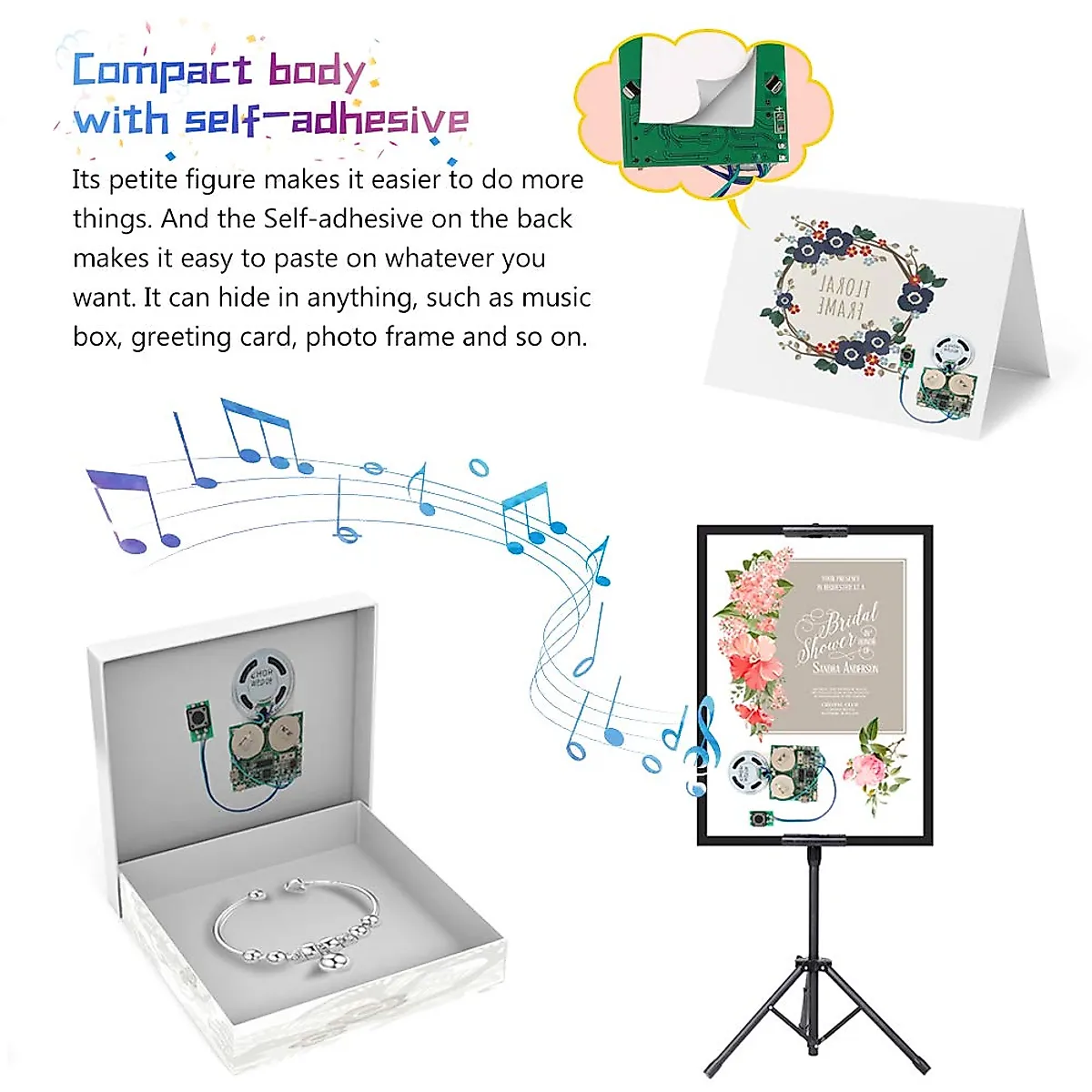 Recordable Sound Module, Icstation 8M USB Programmable Sound Chip with Speaker, Push Button Activated Charging Sound Board for DIY Music Card Birthday Valentine's Day Greeting Card