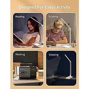 sympa LED Desk Lamp with Wireless Charger, Night Light, Dimmable Table Lamp with USB Charging Port, 5 Brightness & 5 Lighting Modes, 60 min Timer, Memory Function for Home Nail Office Reading