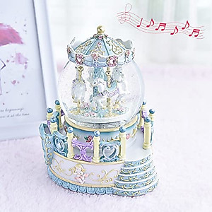 Carousel Horse Music Box Gifts - Merry Go Round Snow Globe for Girls Women Wife Mom Daughter Valentine Anniversary Christmas Birthday Present Play You are My Sunshine