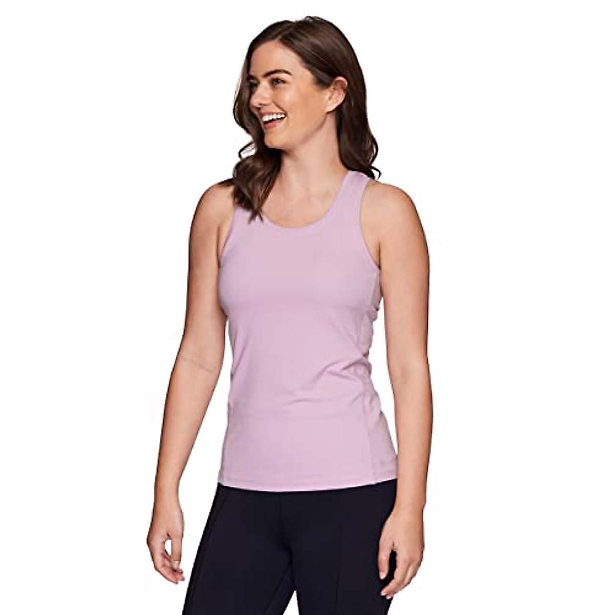 RBX Active Women's Tank Top Body Skimming Athletic Fit Tee for Running, Yoga, Casual Wear Breathable Sleeveless Workout Top Super Soft Ventilated Back Keyhole Airy Tank Knot Light Purple S
