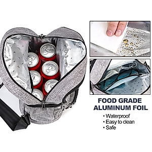 AmHoo Insulated Lunch Box Bag Reusable Cooler Backpack Double Zippers Waterproof Multiple Pockets Quilted For Women Hiking Beach Picnic Trip,Black