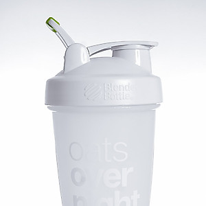 Oats Overnight BlenderBottle - Customized for Overnight Oats - NO WHISK BALL - Milk Fill Line - Clear/White/Green - 20-Ounce Loop Top