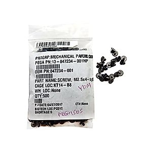 Nylok Patch Flat Phillips Head M2.5x4mm Screws 500 Pieces Package 847234-001 Compatible Replacement Spare Part for HP Compatible and Other Systems