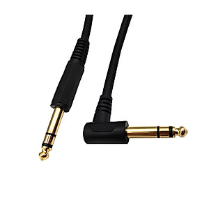 Qaoquda 1/4 Inch Guitar Instrument Cable, 6FT 90 Degree Angle 6.35mm TRS Jack Male to 1/4 Inch TRS Male Stereo Speaker Audio Cable for Electric Guitar, bass Guitar, Electric and More (6ft/1.8M)