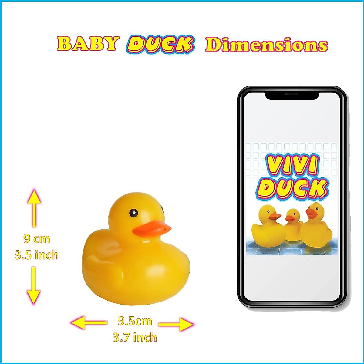 INFANTMOM - Floating Bath Ducks with Temperature Indicator for Toddlers, Safety Bathtub Rubber Shower Swimming Yellow Ducky Toy for Infant, Baby and Kids. Clean and Safe Toy (Baby Duck)