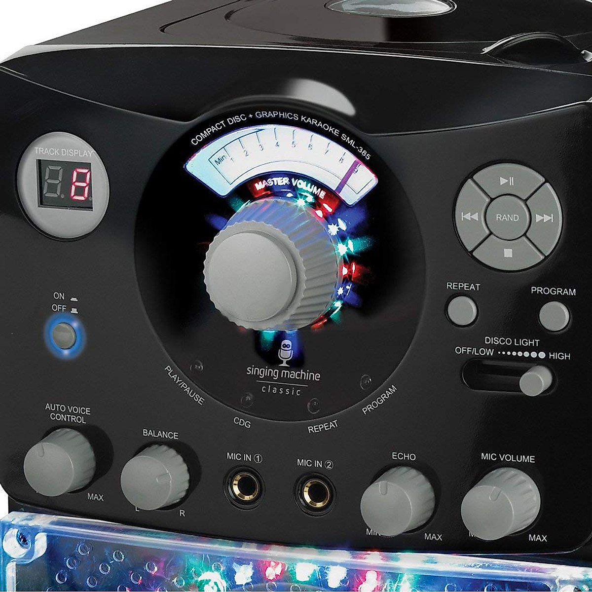 Singing Machine SML385BTBK Karaoke System with LED Disco Lights, CD+G, and Microphone, Black