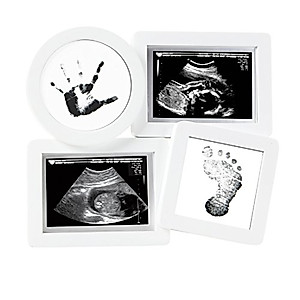Pearhead Baby Collage Keepsake Babyprint Frame, Gender-Neutral Baby Nursery Decor for New and Expecting Moms, Includes Clean-Touch Ink Pad, White