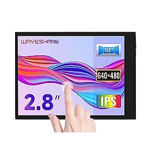 waveshare 2.8inch Screen LCD Compatible with Raspberry Pi 4B/3B+/3B/2B/B+/A+/Zero/Zero W/WH/Zero 2W 480×640 Resolution DPI IPS 5-Points Capacitive Touch Control Optical Bonding Toughened Glass Cover