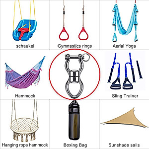 SELEWARE Silent Bearing Swing Swivel, 360° Rotational Device Hanging Accessory with Removeable Buckle for Tree Swing, Hammock Chair, Climbing Rope, Yoga, Kids Swing Swivel 1200LB Capacity