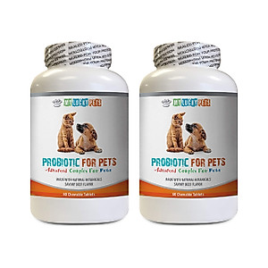 MY LUCKY PETS LLC cat Digestive Health - PET PROBIOTIC - Dogs and Cats - Digestive Boost - GET RID of Bad Breath and Stop Diarrhea - cat Stomach Relief - 2 Bottles (120 Treats)