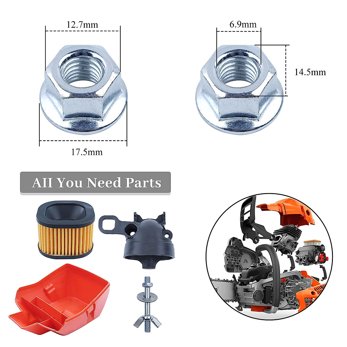HD Air Filter Cover Intake Manifold Guide Screw Kit Fit Husqvarna 372XP 362 371 365 Chainsaw