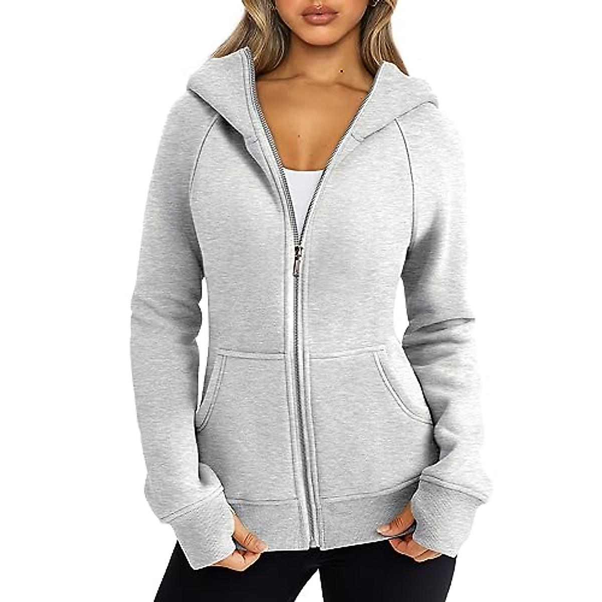 Trendy Queen Womens Fleece Jackets Full Zip Sweatshirts Oversized Hoodies Long Sleeve Sweaters With Pockets Winter Fall Outfits Y2k Fashion Teen Girls Clothes