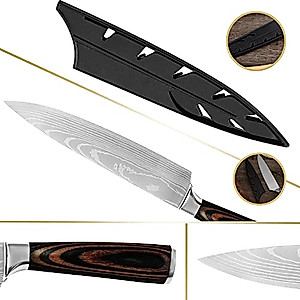 XYJ Stainless Steel Kitchen Knives Set 10 Piece Chef Knife Set with Knife Sharpening Rod Carry Case Bag & Sheath Well Balance Ergonomic Handle