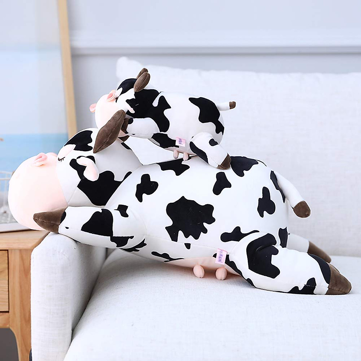 Jensquaify Cow Pillow, Cow Stuffed Animals Plush Toys Gifts for Kids, 23.6"