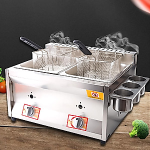 Gas fryer commercial fryer gas liquefied gas fryer professional catering equipment fryer fried dough stick machine French fries fried chicken pot is suitable for commercial, hotel, etc. B