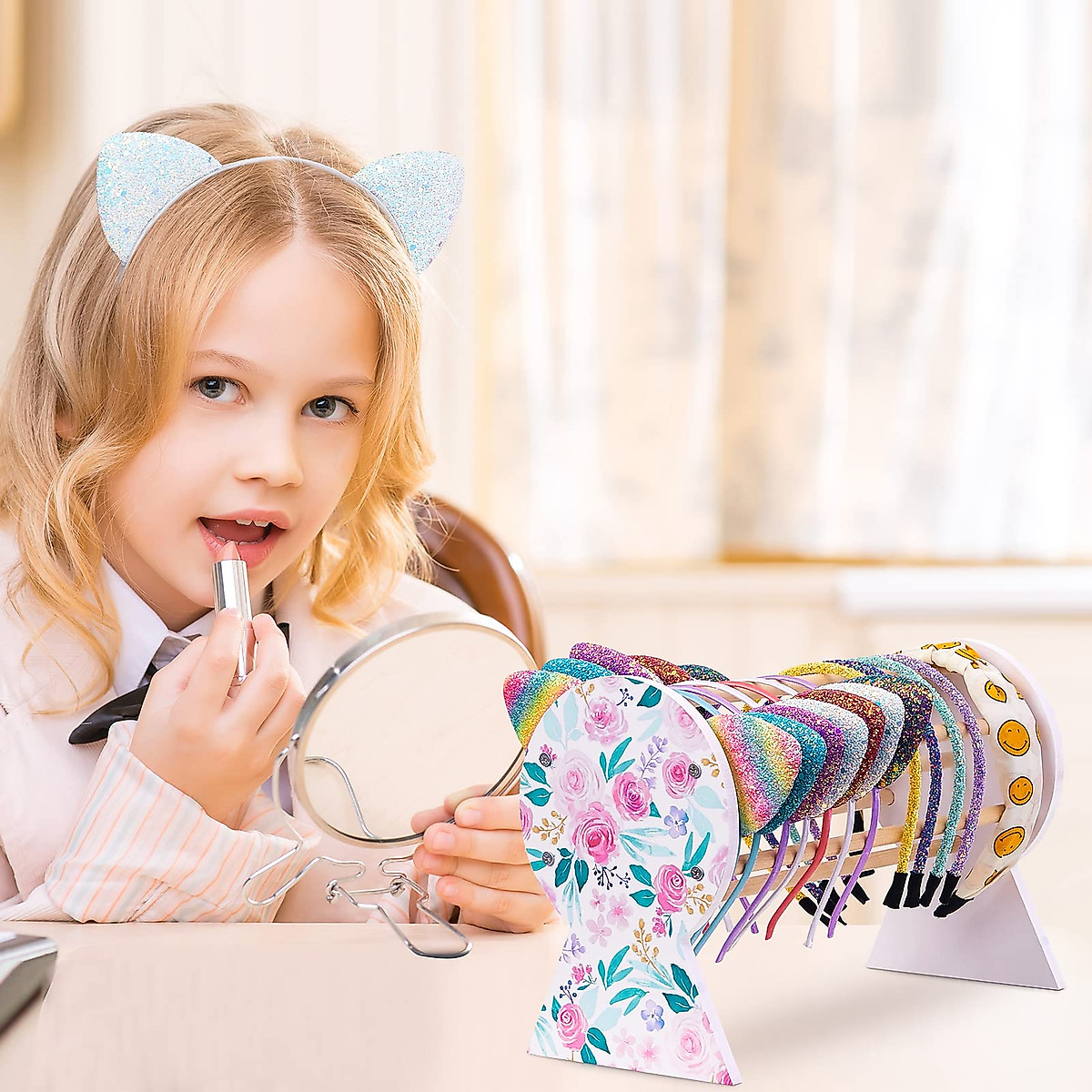 Basumee Headband Holder and Organizer for Hair Accessories - Display and Storage for Girls' Hair Hoops, Headbands, Home Decor