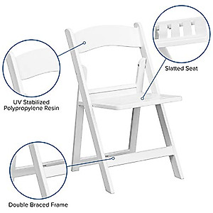 Flash Furniture 4 Pack HERCULES Series 1000 lb. Capacity White Resin Folding Chair with Slatted Seat