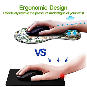 Dooke Ergonomic Mouse Pad with Wrist Support, Cute Mouse Pads with Non-Slip PU Base for Home Office Working Studying Easy Typing & Pain Relief Beautiful Floral