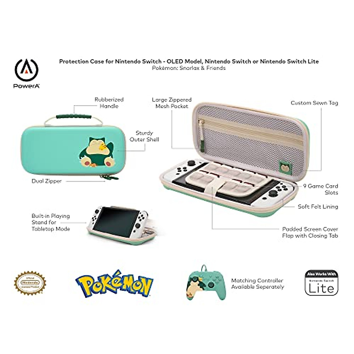 PowerA Protection Case for Nintendo Switch OLED Model, Nintendo Switch or Nintendo Switch Lite - Pokémon: Snorlax & Friends