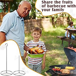 12 Pcs Stainless Steel Vertical Skewer Set Vertical Turkey Hanger Multifunction BBQ Spike Poultry Hanger for Turkey Oven Kebabs Picnic BBQ Dish Easter (4 x 15'' Skewer, 4 x 9'' Spike, 4 x 6.25'' Base)