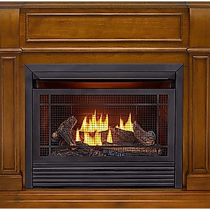 Duluth Forge Dual Fuel Ventless Gas Fireplace System with Mantle, Remote Control, 5 Fire Logs, Use with Natural Gas or Liquid Propane, 26000 BTU, Heats up to 1350 Sq. Ft., Apple Spice