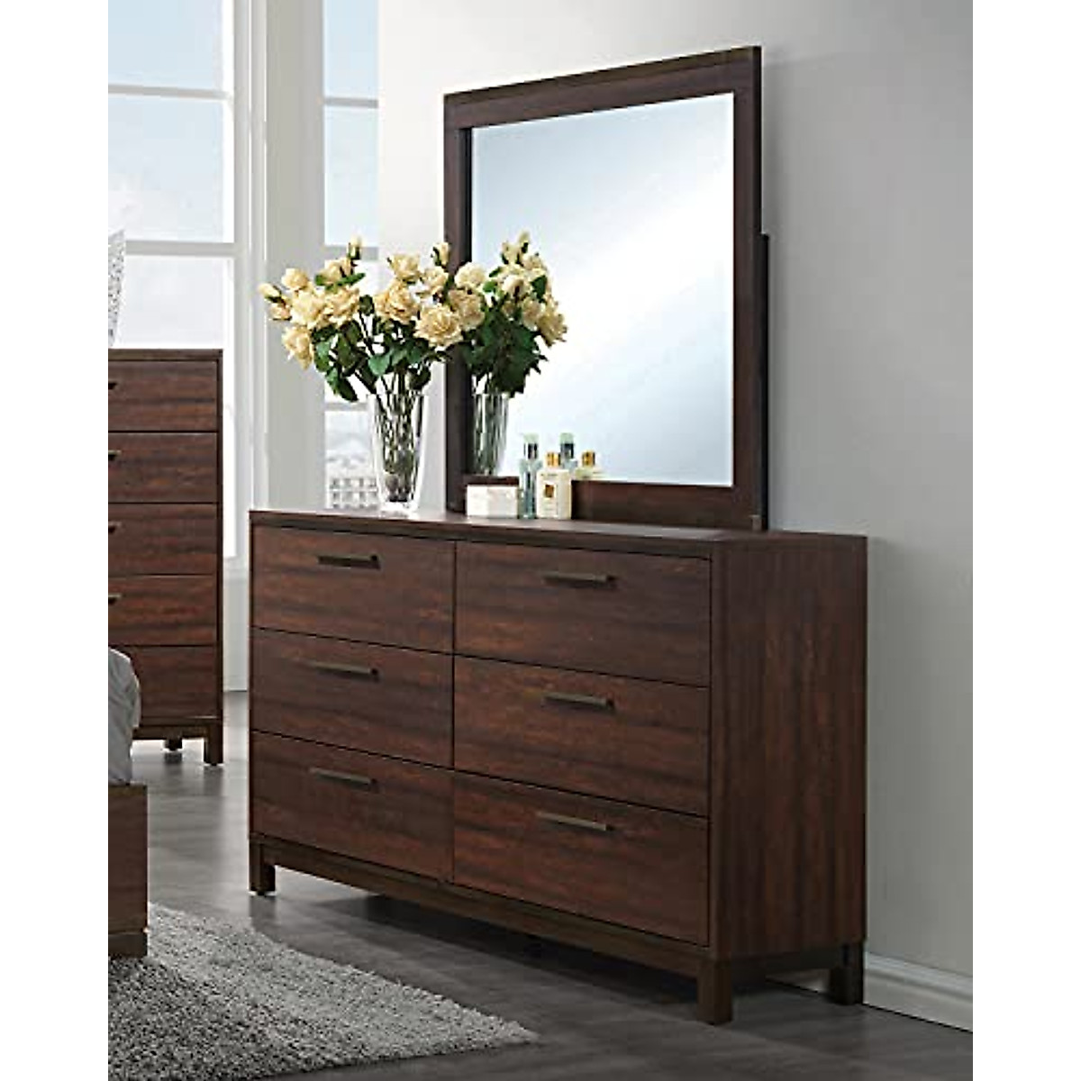 Coaster Home Furnishings Edmonton Dresser with Six Dovetail Drawers Rustic Tobacco and Dark Bronze