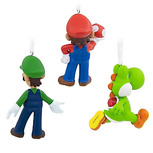 Hallmark Nintendo Super Mario, Luigi and Yoshi Christmas Ornaments,Resin Set of 3