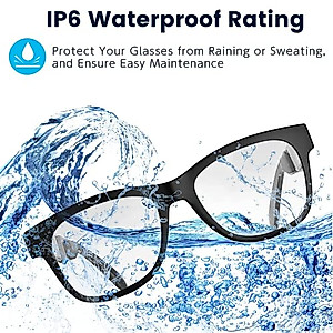 Bone Conduction Glasses with Open-Ear Headphones, Smart Glasses Dual Bluetooth Pairing, Blue Light Glasses Photochromic Lenses, IP6 Waterproof, Hand-Free Calls and Music, Gifts for Dad, Upgraded