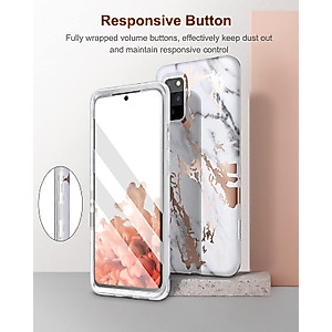 SURITCH for Galaxy S20 Plus Case, [Built-in Screen Protector] Marble Full-Body Protection Shockproof Rugged Bumper Protective Case for Samsung Galaxy S20 Plus 5G 6.7 Inch (Gold Marble)