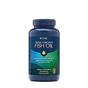 GNC Triple Strength Omega 3 Fish Oil 1000mg, 120 Count, Supports Joint, Skin, Eye, and Heart Health