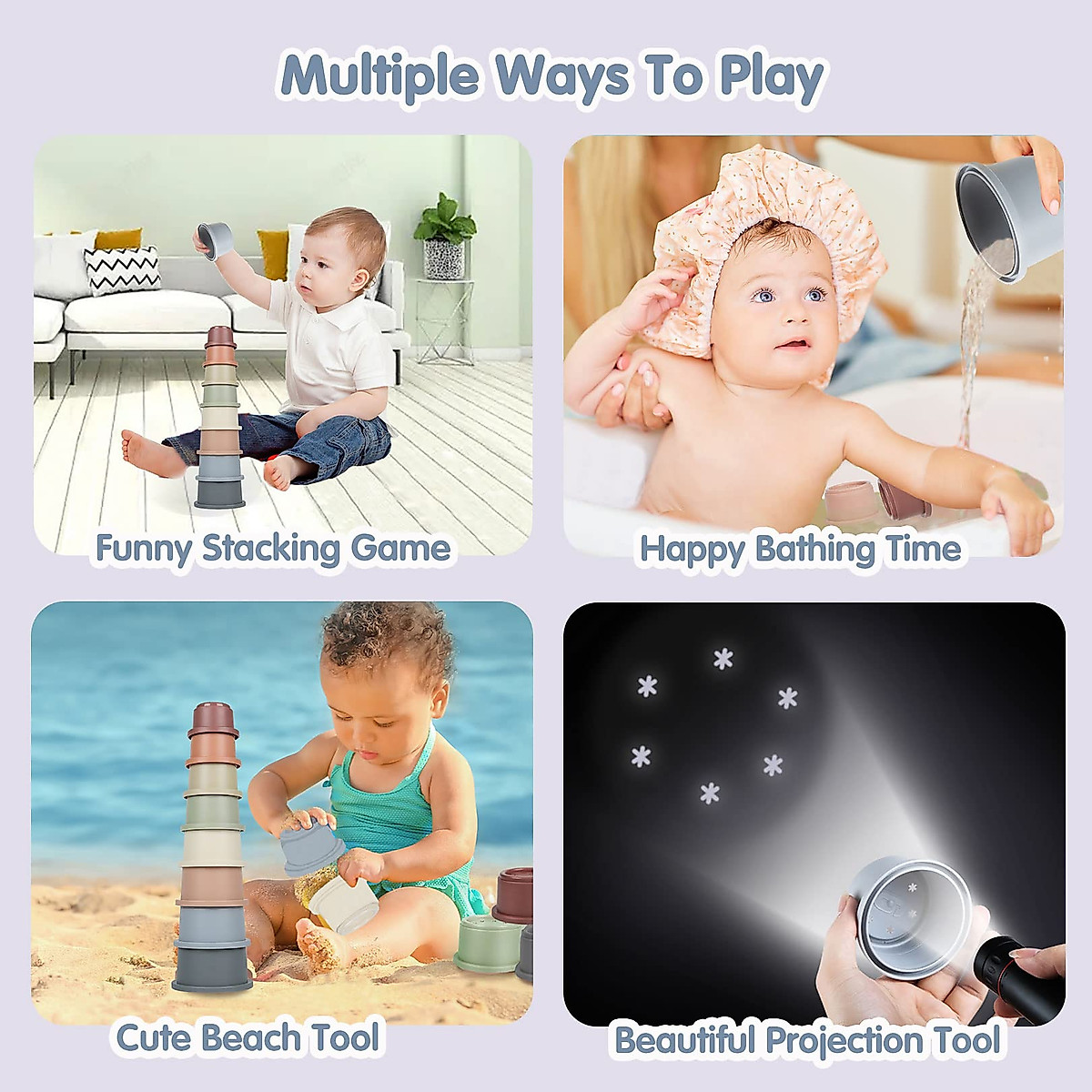 SKYWHALE Baby Soft Building Blocks 6 12 18 Months, 21pcs Toddler Stacking Sensory Learning Education Toys, Infant Rubber Silicone Teething Squeezing Block Gift for Boys Girls