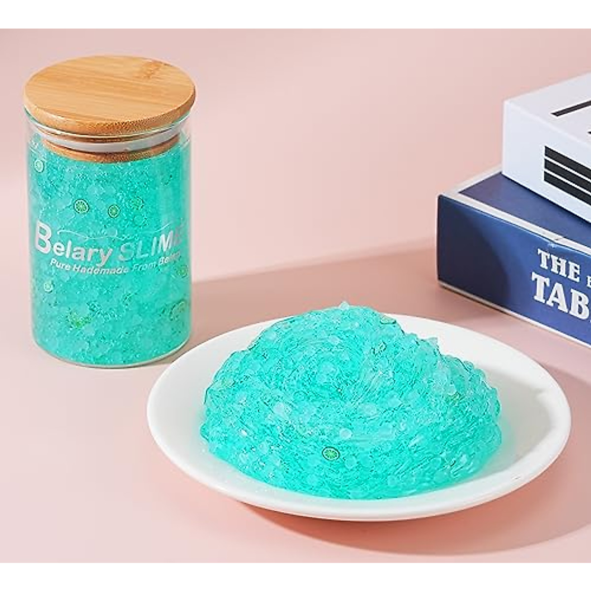 Premade Green Clear Slime - Large Capacity Crystal Slime Lemon Green Glimmer Slime kit,Super Soft and Non-Sticky, for Boys and Girls,Great for Parties (15oz)