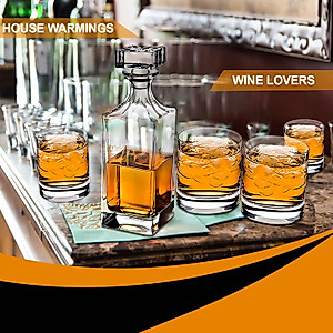 Godinger Glass 5-Piece Social Whiskey Decanter and Double Old Fashioned Set