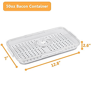 Vellsenne Bacon Container Airtight with Time Recording - Bacon Container Keeper Holder for Refrigerator Bacon Storage Container for Fridge Bacon Storage Box