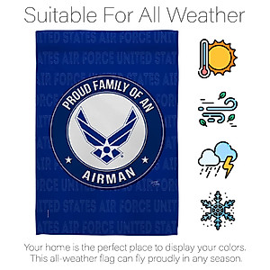 Proud Family Airman Garden Flag - Armed Forces Air Force USAF United State American Military Veteran Retire Official - House Decoration Banner Small Yard Gift Double-Sided Made In USA 13 X 18.5