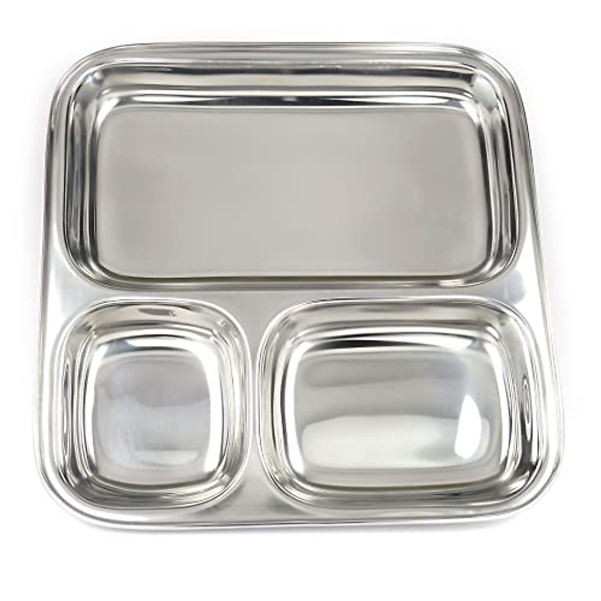 Lifestyle Block Stainless Steel Eco Friendly Compartment Stainless Steel Food Tray Large Divided Camping Plate