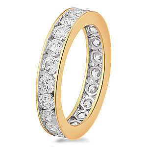 Jewelili 10K Yellow Gold 3MM Round Cubic Zirconia Ring, Size 7