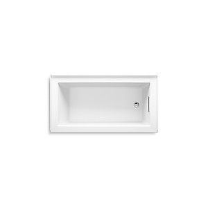 KOHLER K-1957-RA-0 Underscore Rectangle 60-Inch x 32-Inch Alcove Bath, Integral Flange and Right-Hand Drain, White