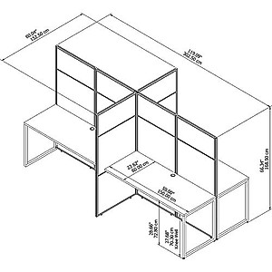 Bush Business Furniture Easy Office 4 Person Cubicle Desk Workstation, 60W x 66H, Pure White