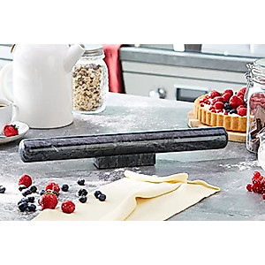 MasterClass Kitchen Craft MCGRANRP Rolling Pin/Stand, Marble, Black, 40 x 12 x 16 cm
